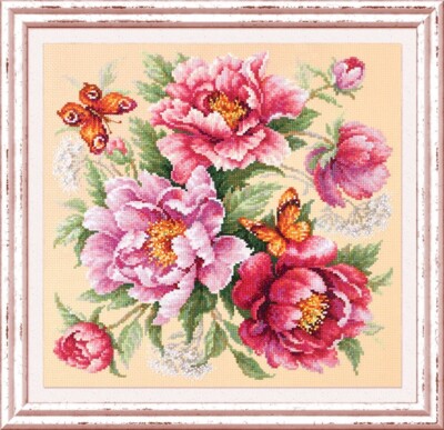New Magic Needle Cross Stitch Kit Flower Magic. Peonies 140-001 | eBay