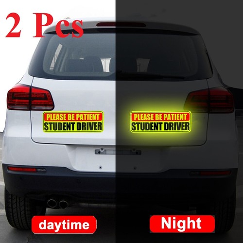 2Pcs Car Bumper Magnet Student Driver Reflective Decal sign Sticker ...