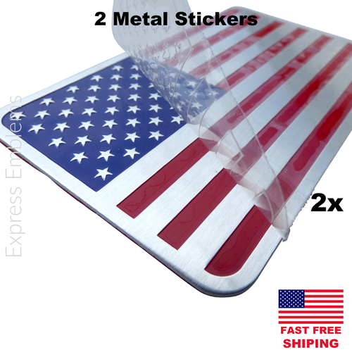 2x Metal American Flag Sticker Decal w/ 3M adhesive backing for Auto ...