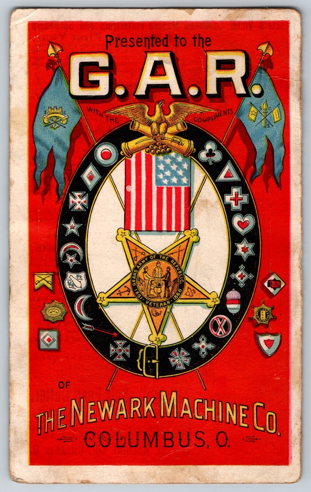 Trade Card G.A.R. Grand Army of the Republic Newark Machine Co. Columbus O. E045 | eBay
