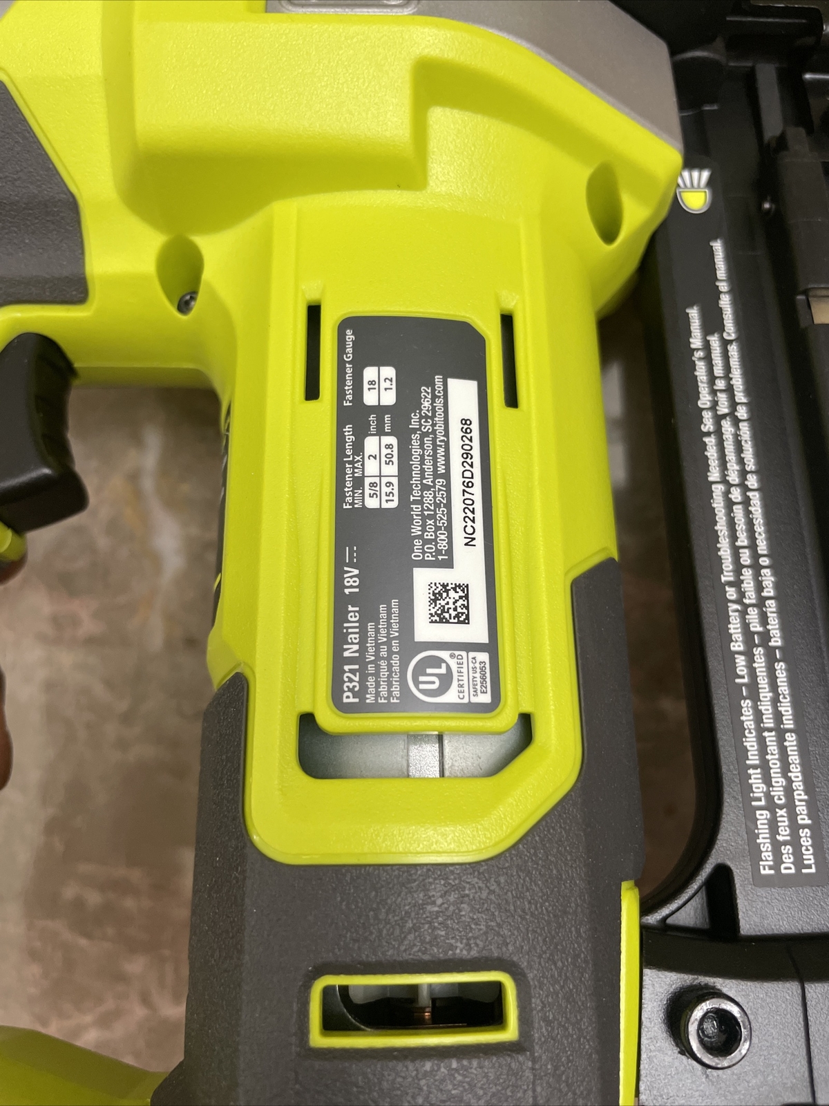 Ryobi ONE+ 18V 18-Gauge Cordless AirStrike Brad Nailer (Tool Only) P321 ...