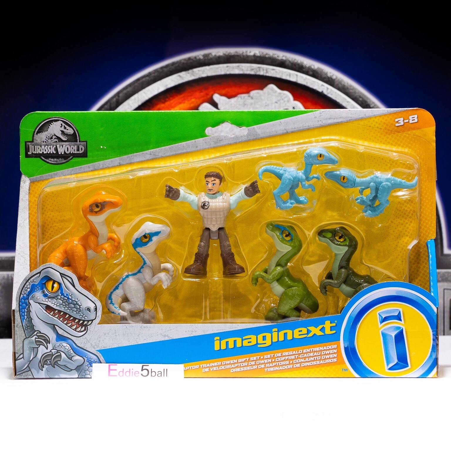 NEW Fisher Price Imaginext Jurassic World Raptor Trainer Owen Gift Set ...