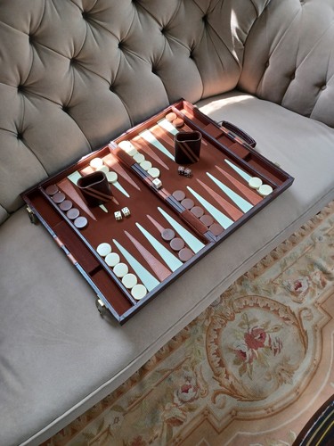 Two Portable attache style backgammon sets in brown leatherette. | eBay