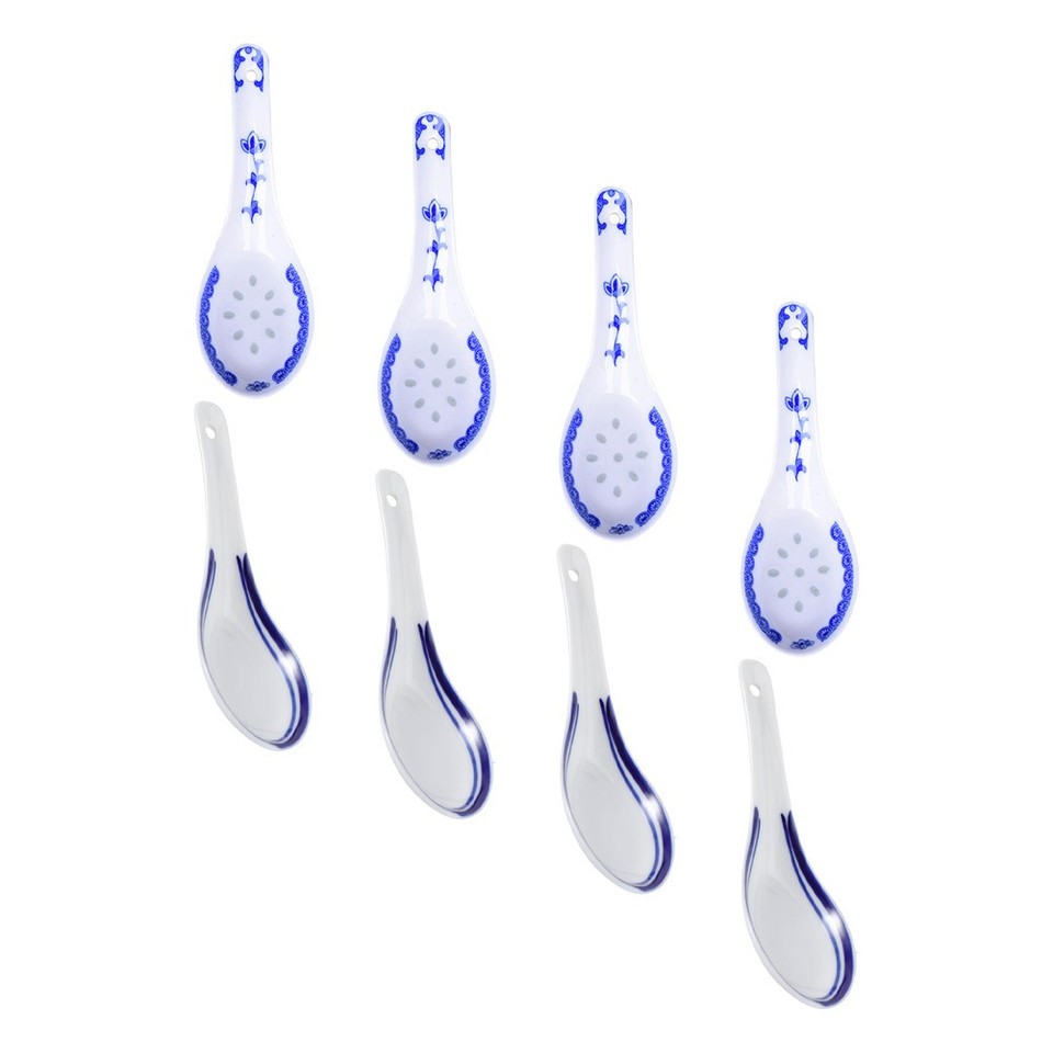 8pcs Ceramic Spoons Restaurant Tableware Chinese Style Small Soup ...