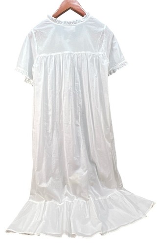 Expressions Catalog 100% Cotton Night Gown Dress S Embroidered Granny ...