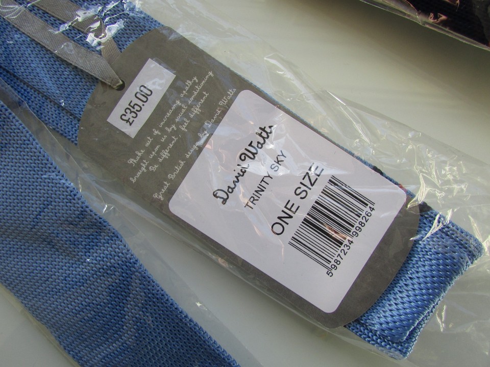 2x DAVID WATTS MENS RETRO 1960s STYLE MOD SKINNY TIE - NAVY & LIGHT ...