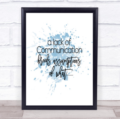 Lack Of Communication Inspirational Quote Print Blue Watercolour Poster ...