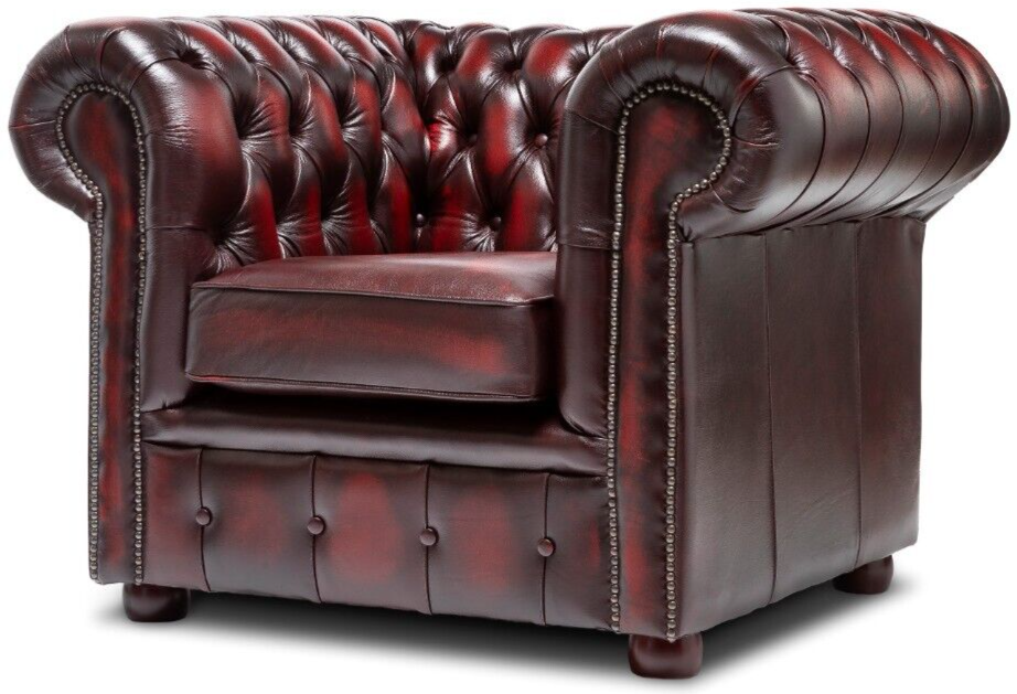 Chesterfield Single Seater Club Chair in Antique Red Leather | eBay UK