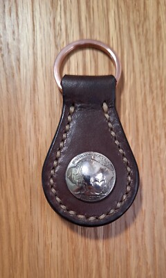 Leather Buffalo nickel Keychain With Copper Ring | eBay