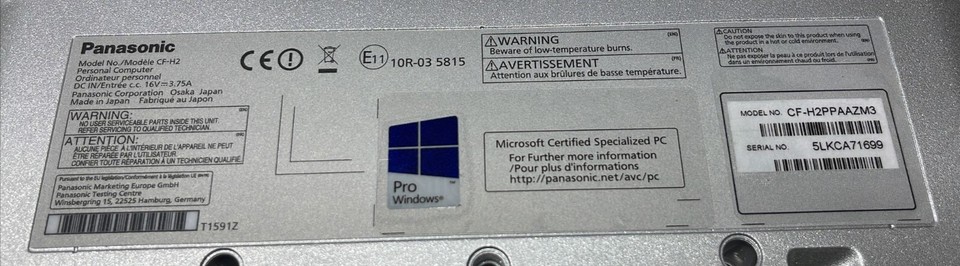 NEW SET - PANASONIC TOUGHBOOK CF-H2 CF-H2PPAAZM3 W/ CORE i5 | eBay