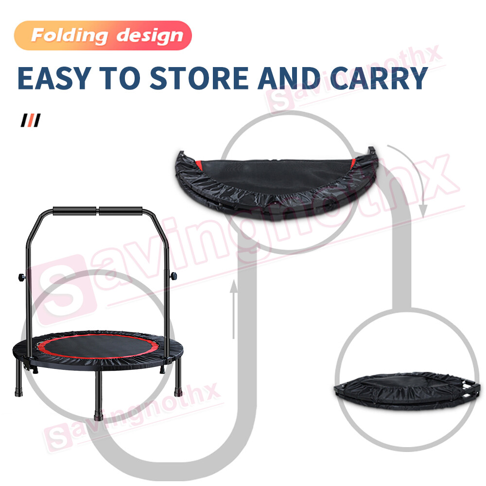 40" Mini Trampoline Fitness Exercise Handrail Cardio Rebounder Super ...