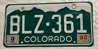 LICENSE PLATES COLORADO BLZ 361 1993 | eBay