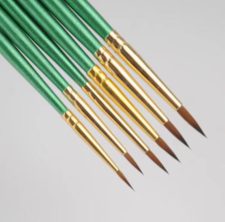 XDT#300-1 Pin Point Art Brush 6Pc #5/0#3/0#0#1#2#3 Nylon Acrylic Oil ...