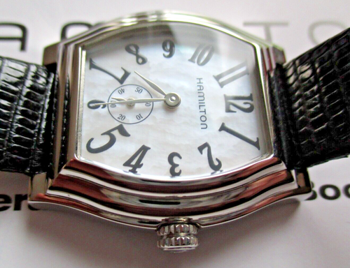STUNS! HAMILTON 'DODSON' GENTS QTZ.WATCH.FAB CASE/PEARL DIAL. ORIG.BOX ...