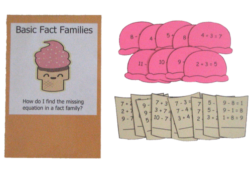 Teacher Made Math Center Educational Resource Game Basic Fact Families ...