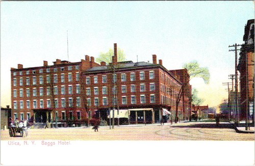 Utica, NY New York BAGGS HOTEL & Street Scene ca1900's Vintage UDB ...