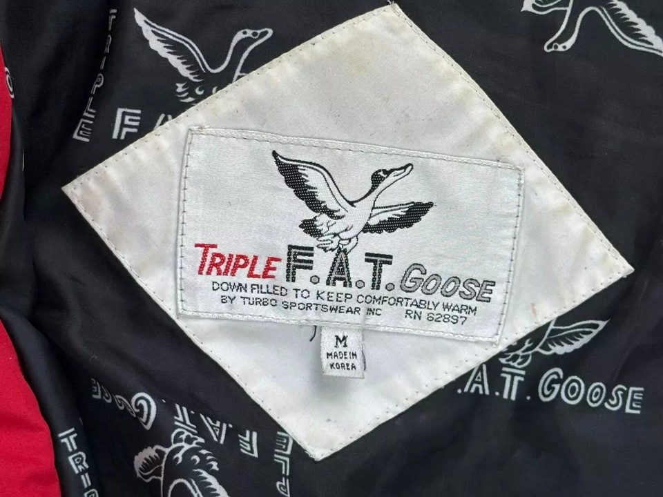 Vintage TRIPLE FAT GOOSE Mens Red White Jacket Medium Down Coat Full ...
