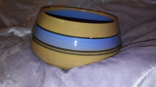 Bretby Pottery Stoneware Bowl, Ornate Brown Blue Black Color Bands ...