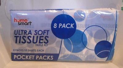 Home Smart Ultra Soft Triple Ply POCKET Pack Facial Tissues 8-Packs | eBay