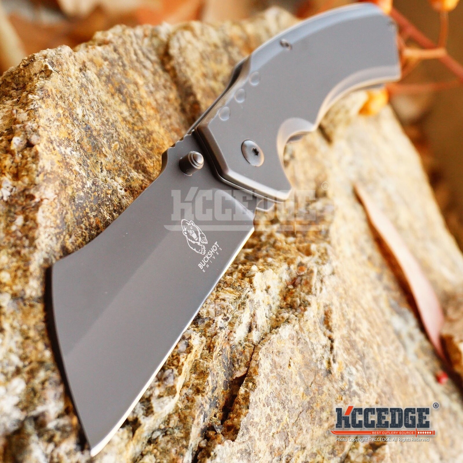 8" TITANIUM GREY Cleaver Razor Blade Assisted Pocket Knife PBK205GY ...