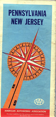 1958 AAA Pennsylvania/New Jersey Vintage Road Map | eBay