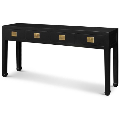 US Seller - Matte Black Elmwood Chinese Ming Console Table with 4 ...