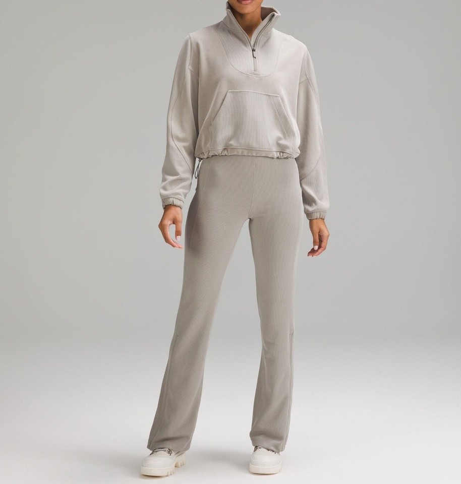 NEW Women Lululemon Brushed Softstreme Ribbed Half Zip Riverstone Size ...