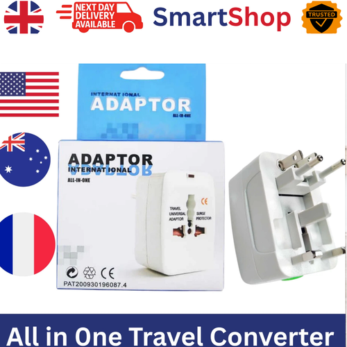 International Travel Adapter (All in One) Convertor Plug Power US/UK/AU ...