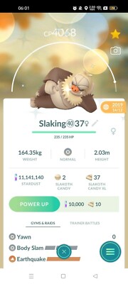 Pokemon Trade Go -- Shiny Slaking ( Maxed Out To Level 40 +3 Charged ...