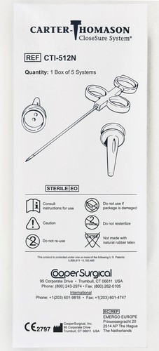*5-Packs* Carter Thomason CloseSure System Puncture Closure Device CTI ...