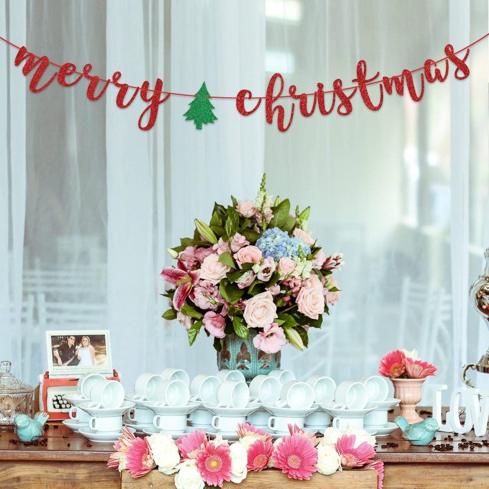 Merry Christmas Banner - Be Merry Decor, Holiday Bunting Garland, Tree ...