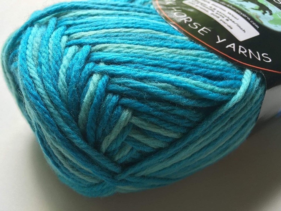 Dark Horse Yarns Rhapsody #157 Variegated Blue Green 100% Merino Wool ...