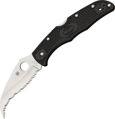 Spyderco Matriarch Serrated Knife C12SBK2 5" closed lockback. 3 1/2" VG ...