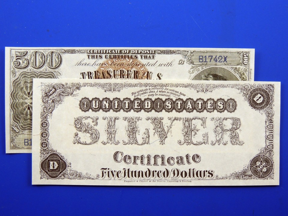 Reproduction $500 1880 Silver Certificate Note US Paper Money Currency ...