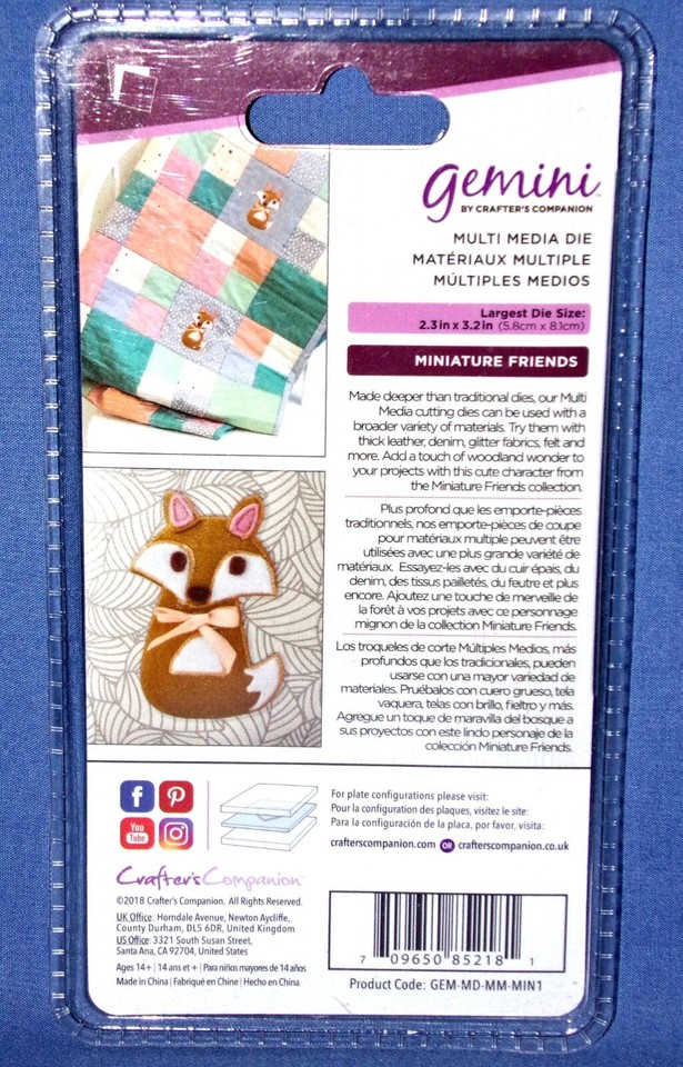 Gemini Fox Multi Media Die Cuts Leather Felt Denim Cardstock Crafters ...