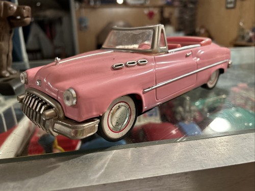Vintage 1950 Pink Buick Convertible Tin Model Car w/ Friction Drive ...