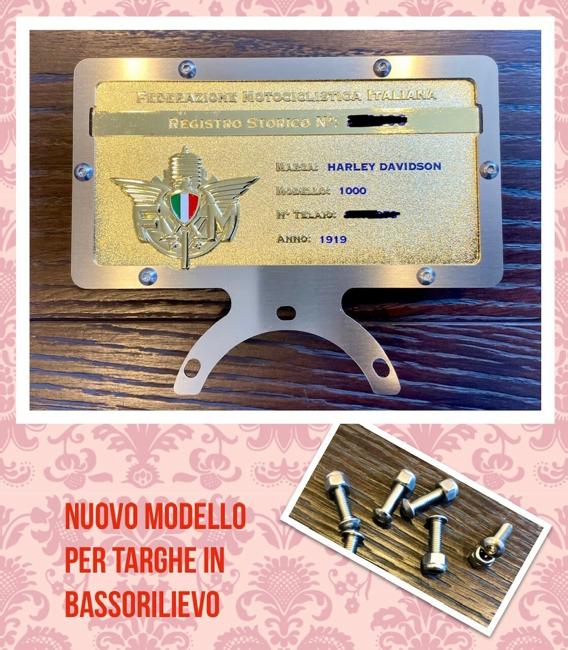 PORTA TARGA FMI + KIT VITI ATTACCO CLAXON PER TARGHE NUOVE 2024 IN ...