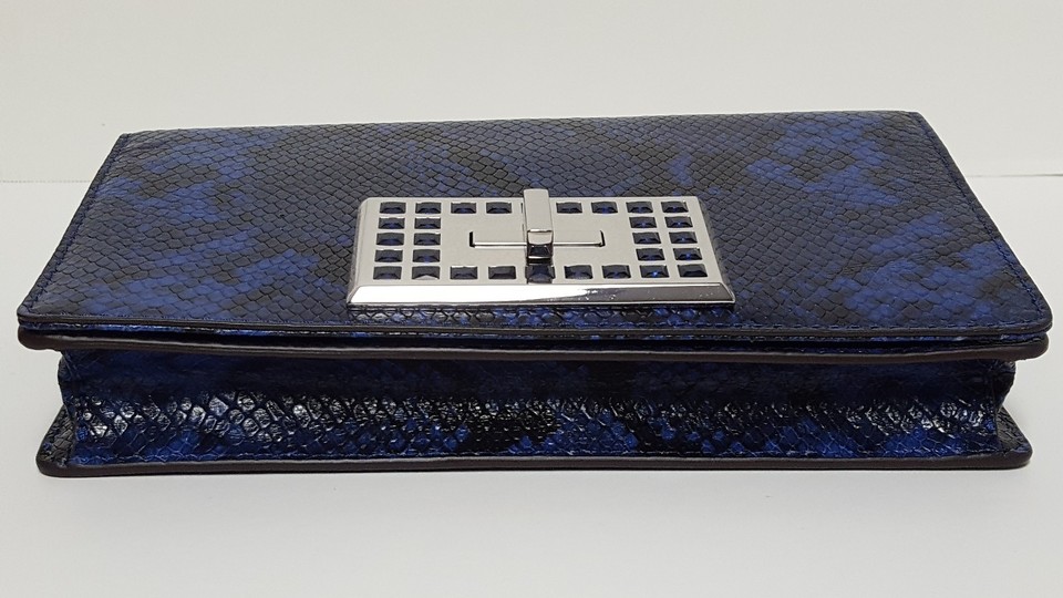 Michael Kors Ellie Natural Snake Blue Red Black Embossed Leather ...