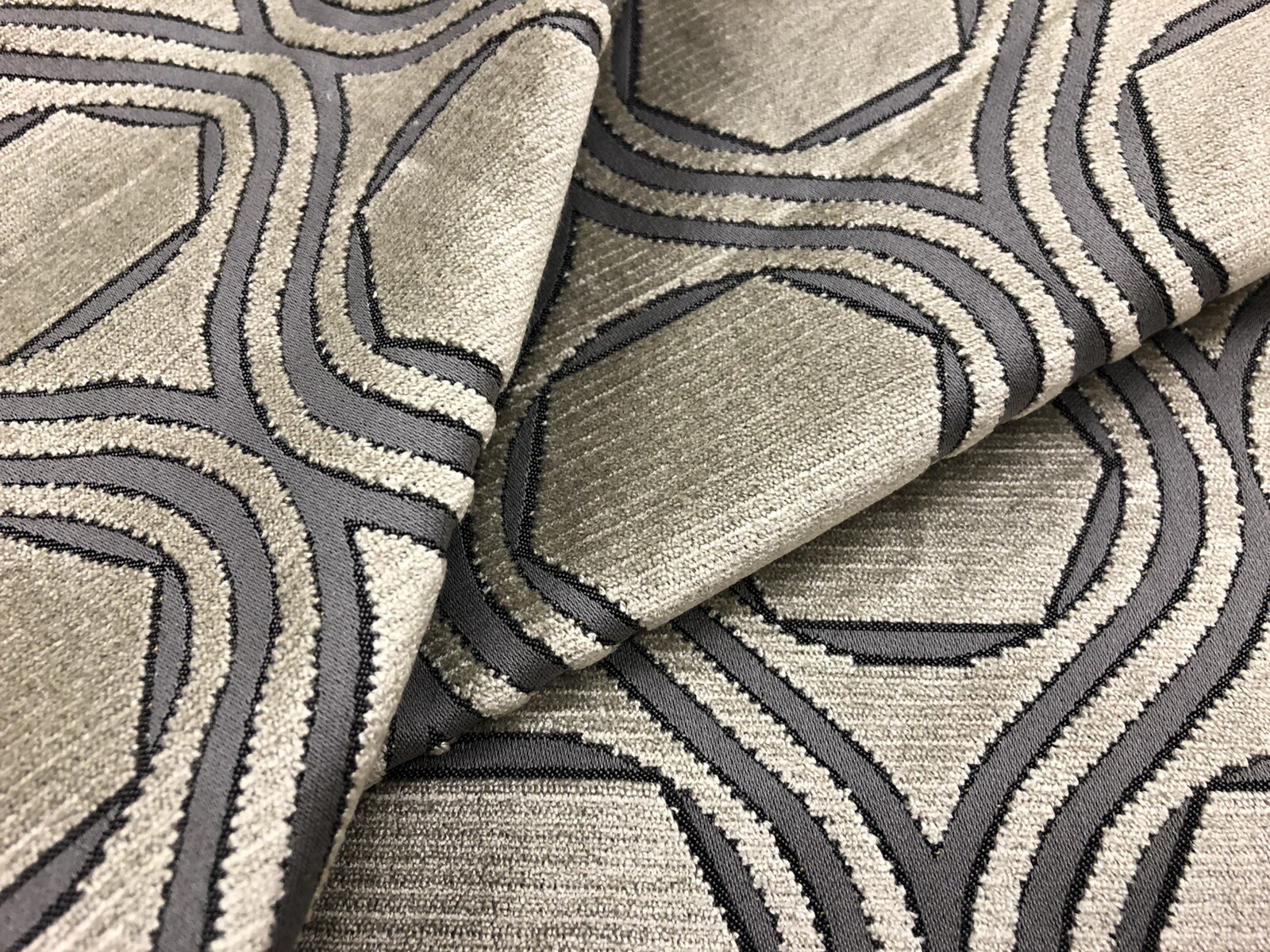 Pollack Geometric Cut Velvet Uphol Fabric- Engagement / Diamond 2.75 yd ...