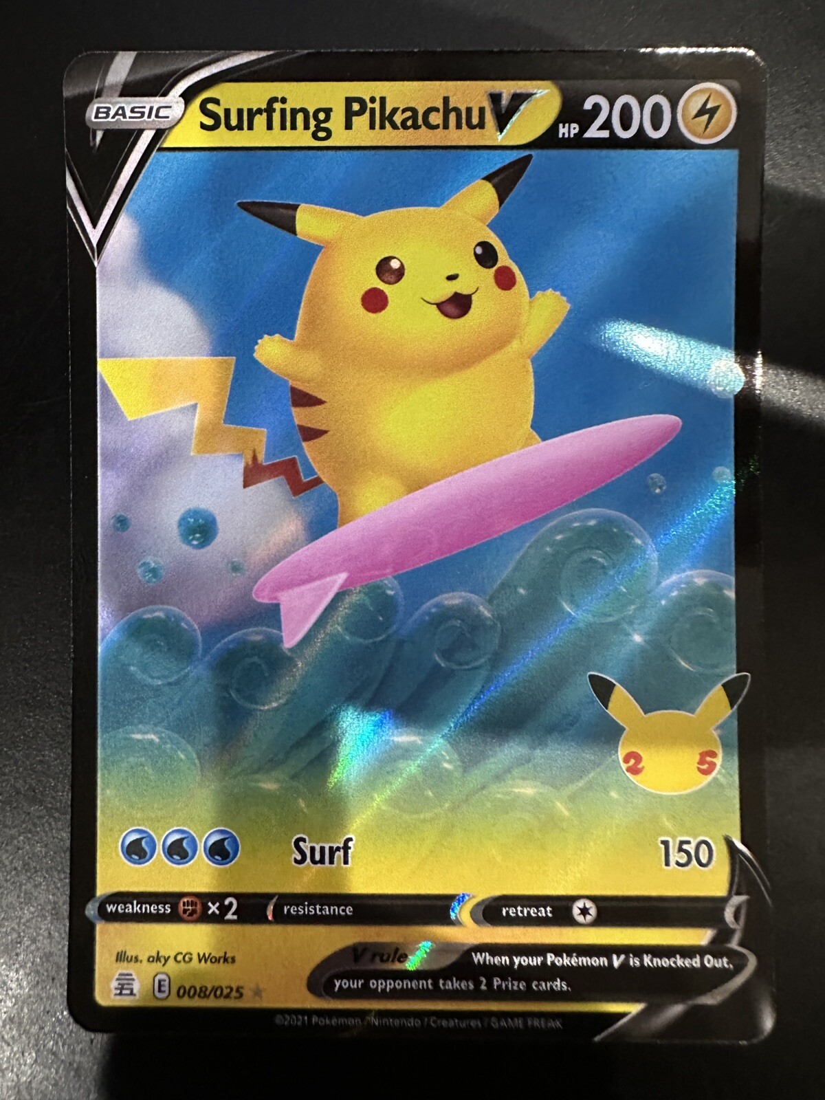 Surfing Pikachu V Pokémon TCG Celebrations 008/025 Holo Ultra Rare | eBay