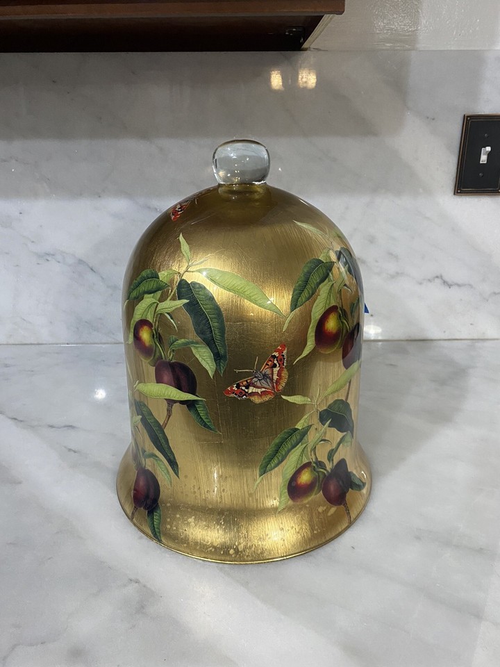 Set Scott Potter Plums and Grapes Gold Rimmed Decoupage Urn, Cloche And ...
