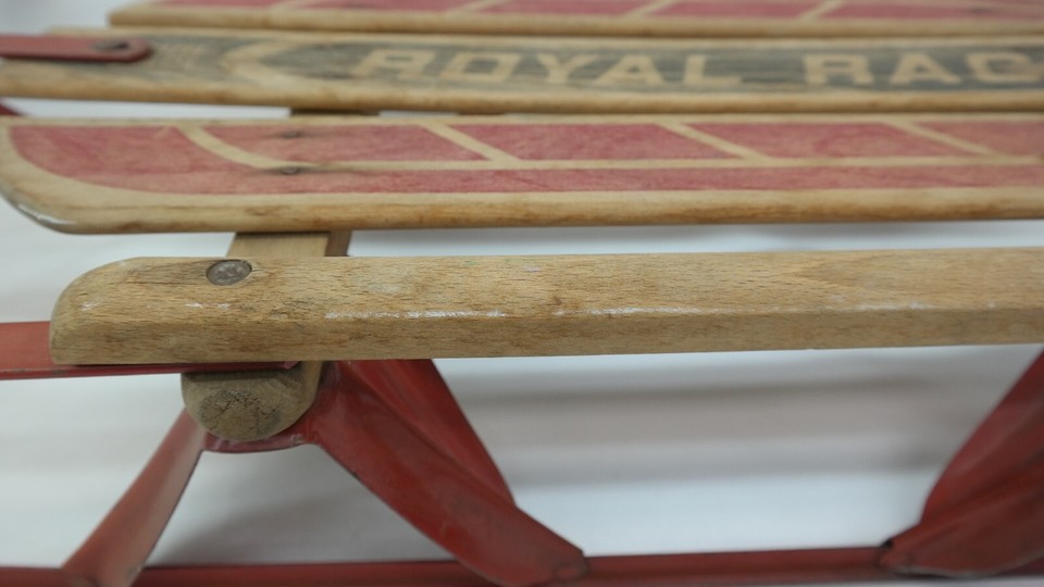 Vintage Royal Racer Wooden Snow Sled w/ Metal Runners VY | eBay