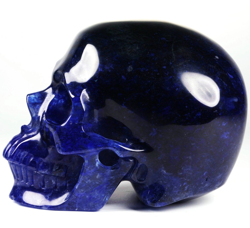 Huge 5.0" Blue Smelted Crystal Carved Skull, Super Realistic, Crystal ...