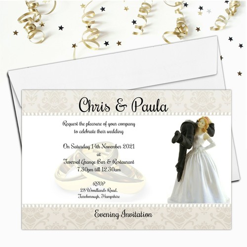 10 Personalised Wedding Invitations / Evening Invites & Envelopes N1 ...
