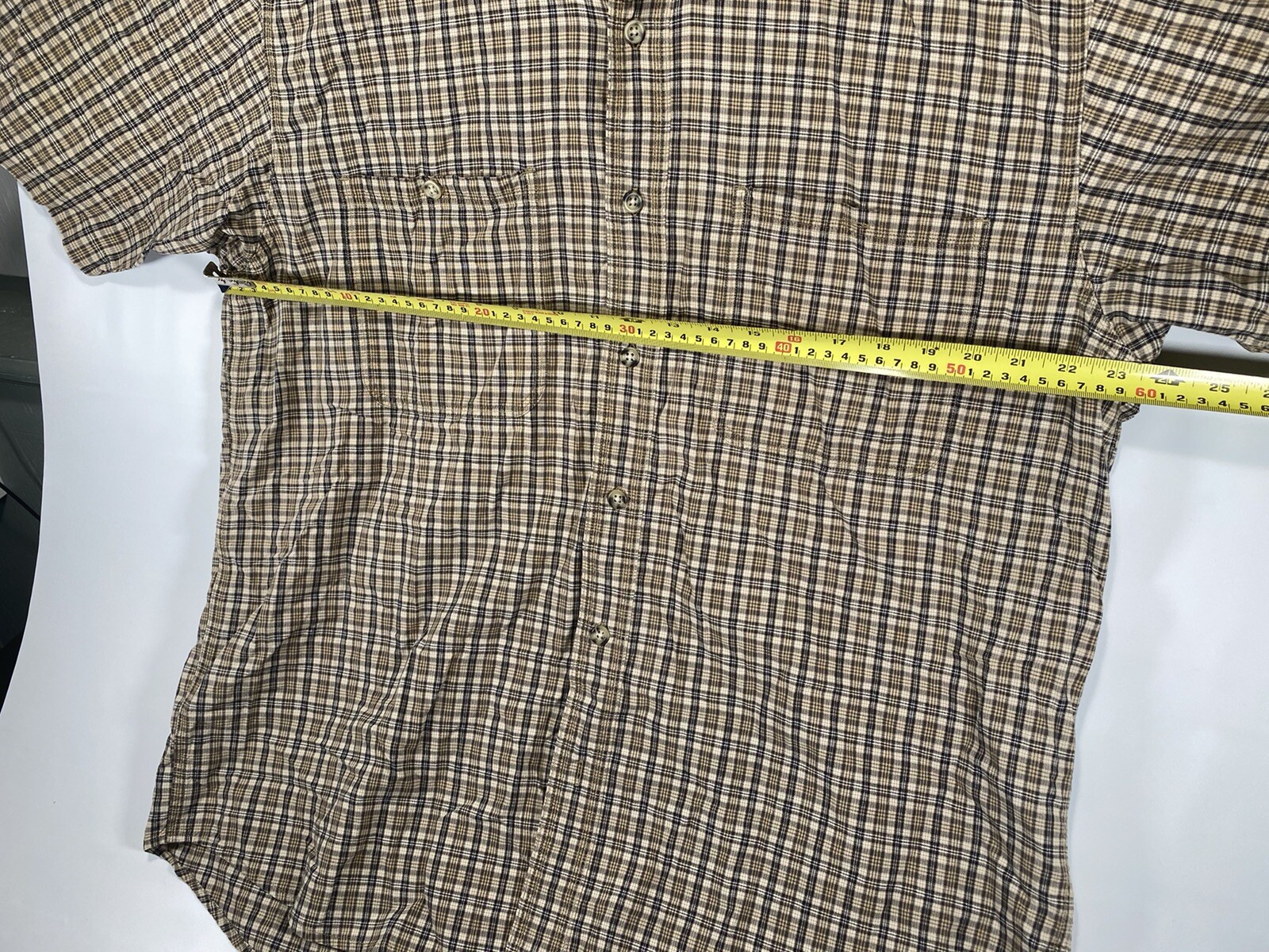 Cabelas Mens Tan Plaid Flannel Shirt Size Large Regul… - Gem