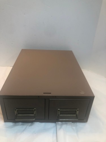 Vintage 2 Drawer Index Card Catalog Stackable Metal File Cabinet ...