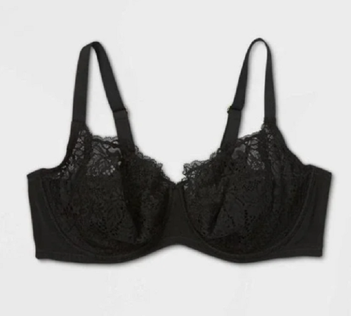 NEW Auden Plus Size Lace Unlined Bra Underwire Semi Opaque Size 44DDD ...