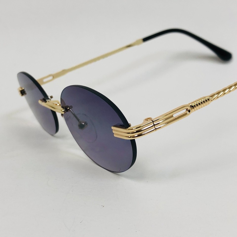 Sunglasses Clear Lens Oval Hiphop Style Migos Gold Metal Rapper Quevo Model NEW | eBay