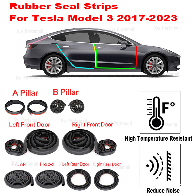 Noise Reduction Kit Door Rubber Seal Strips Draft For Tesla Model 3 ...