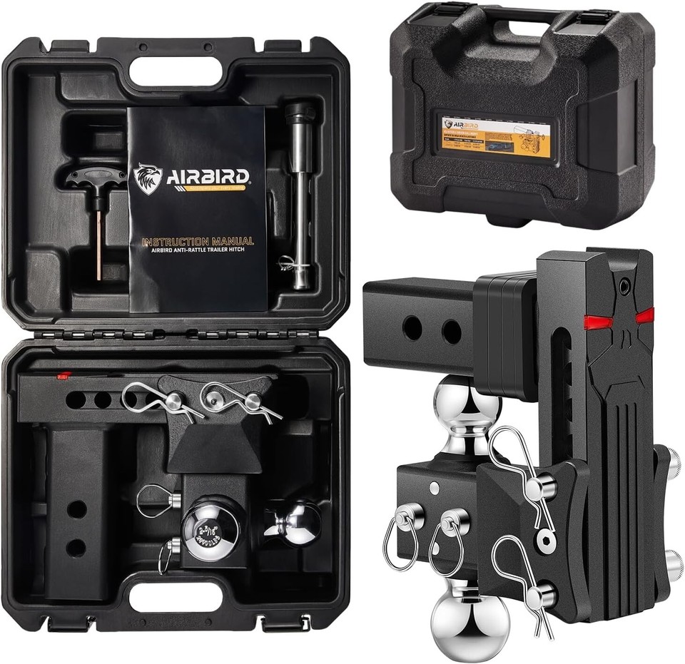 Airbird 2" Receiver Adjustable Trailer Hitch Ball Mount 2" &2-5/16 ...